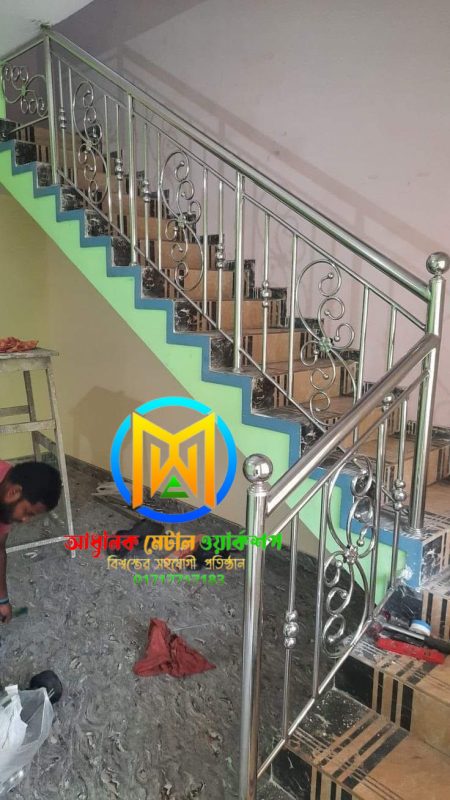 Stainless Steel SS Stair Railing Design – 043 – Adhunik Metal Works