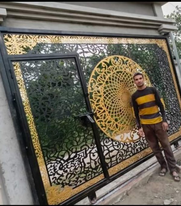 MS Boundary Main Gate with Laser-Cut Design - Powder-Coated Finish ...