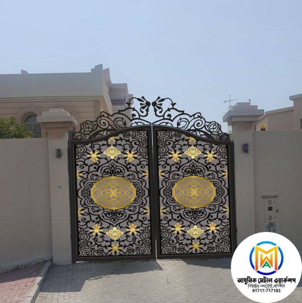 MS Boundary Main Gate with Laser-Cut Design - Powder-Coated Finish ...