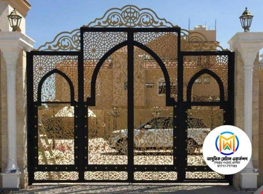 MS Boundary Main Gate with Laser-Cut Design - Powder-Coated Finish ...