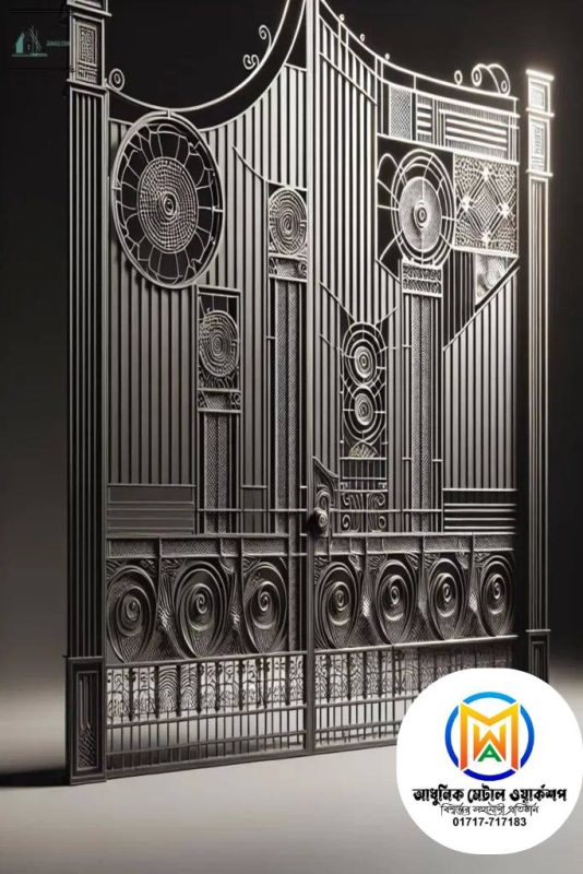 MS Boundary Main Gate with Laser-Cut Design - Powder-Coated Finish ...