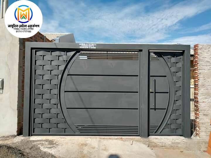 MS Boundary Main Gate with Laser-Cut Design - Powder-Coated Finish ...