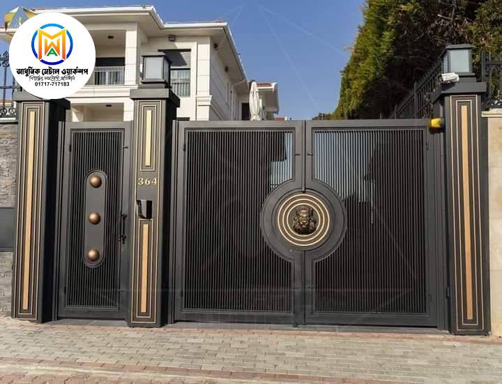 MS Boundary Main Gate with Laser-Cut Design - Powder-Coated Finish ...