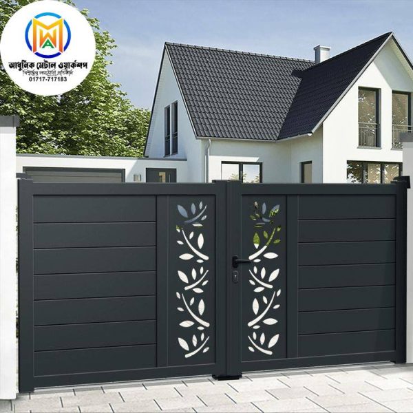 MS Boundary Main Gate with Laser-Cut Design - Powder-Coated Finish ...
