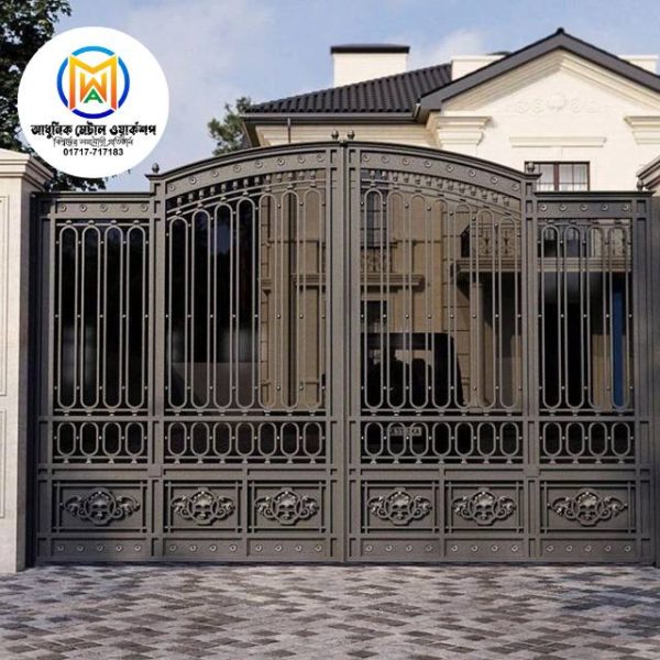MS Boundary Main Gate with Laser-Cut Design - Powder-Coated Finish ...