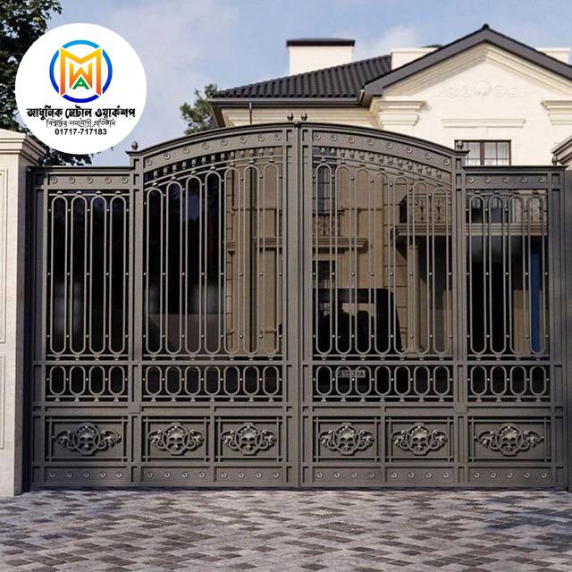 MS Boundary Main Gate with Laser-Cut Design - Powder-Coated Finish ...
