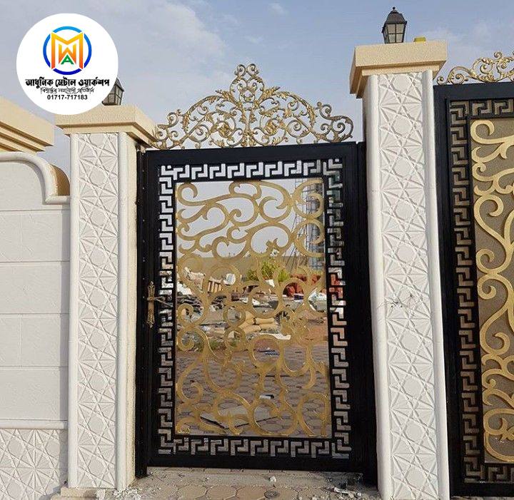 MS Boundary Main Gate with Laser-Cut Design - Powder-Coated Finish ...