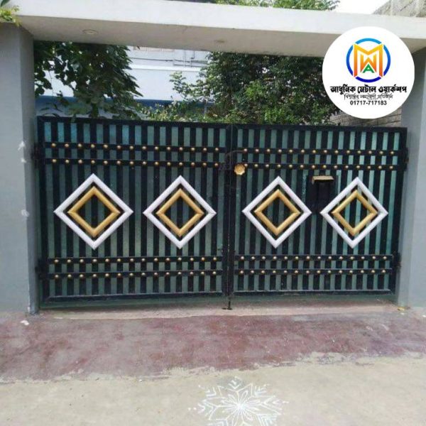 MS Boundary Main Gate with Laser-Cut Design - Powder-Coated Finish ...