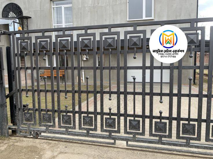 MS Boundary Main Gate with Laser-Cut Design - Powder-Coated Finish ...