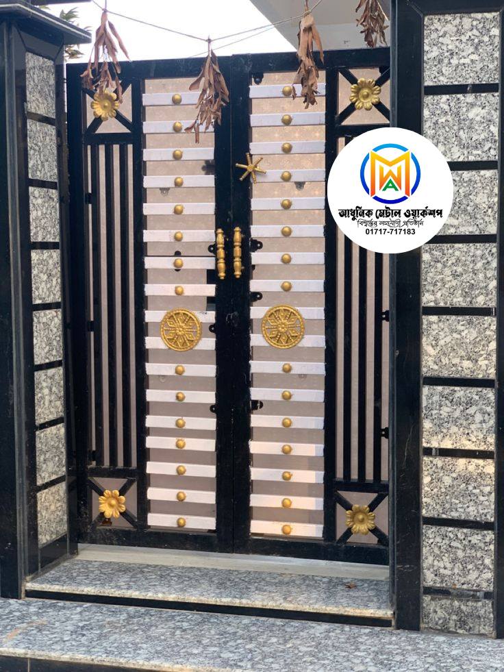 MS Boundary Main Gate with Laser-Cut Design - Powder-Coated Finish ...