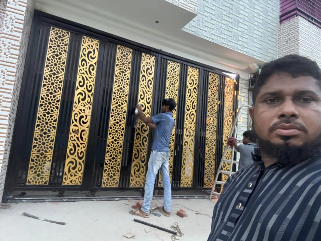 MS Boundary Main Gate with Laser-Cut Design - Powder-Coated Finish ...