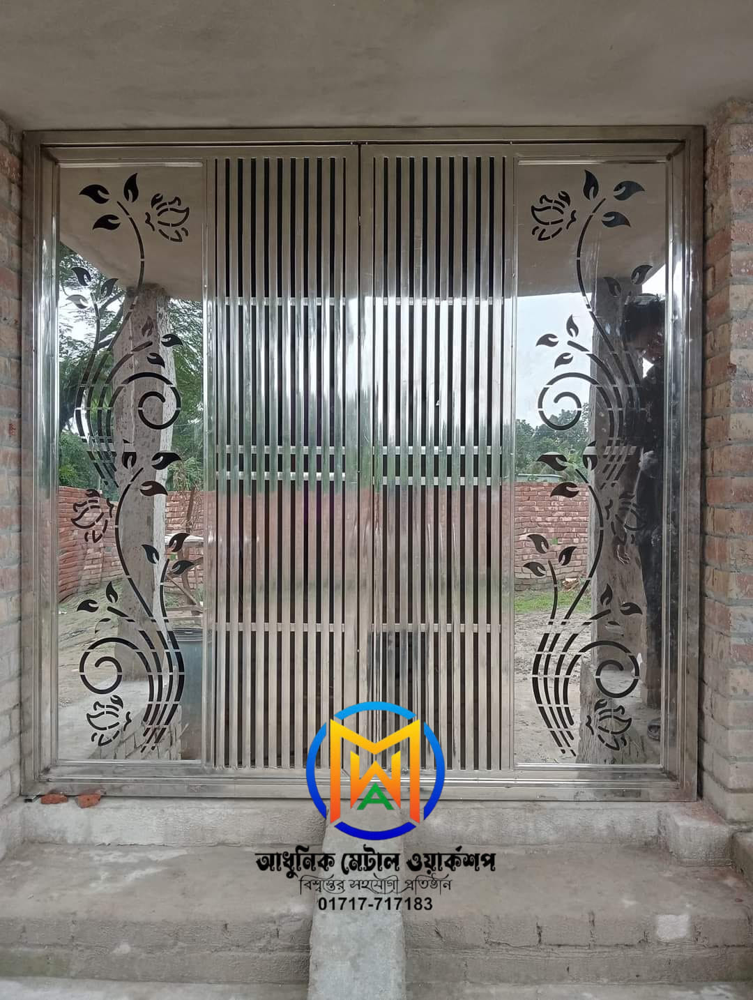 SS Boundary Main Gate Design – Stainless Steel Gate for Security 013 ...