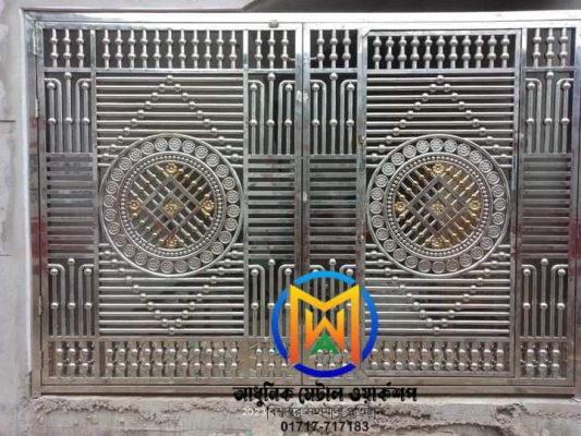 SS Boundary Main Gate Design – Stainless Steel Gate for Security 019 ...