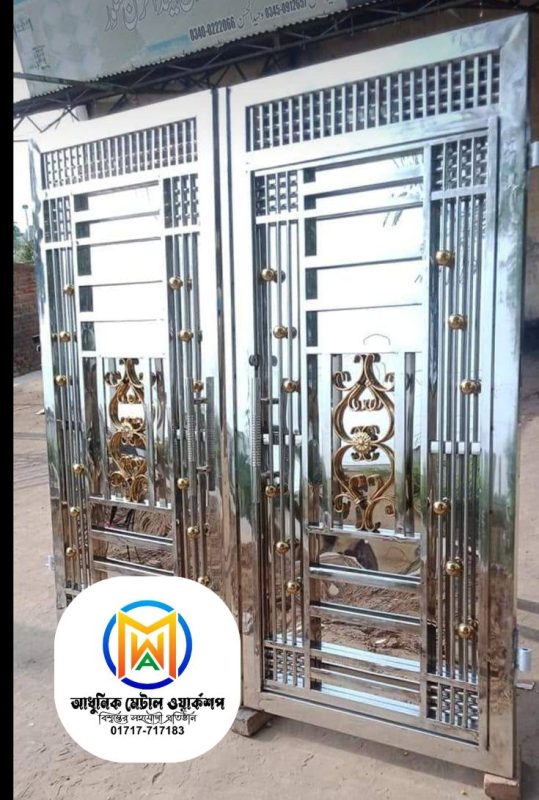SS Boundary Main Gate Design – Stainless Steel Gate for Security 023 ...
