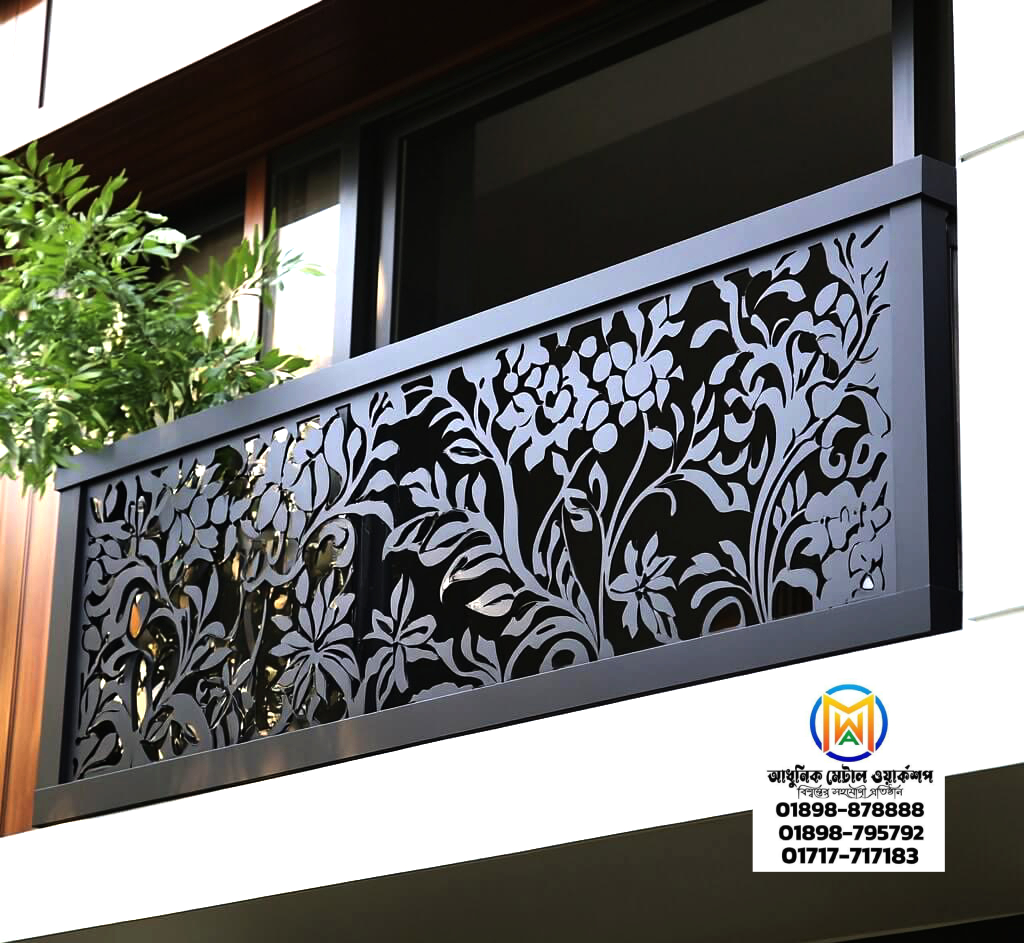 Laser-Cut MS Balcony Railing Design - 025 – Adhunik Metal Works