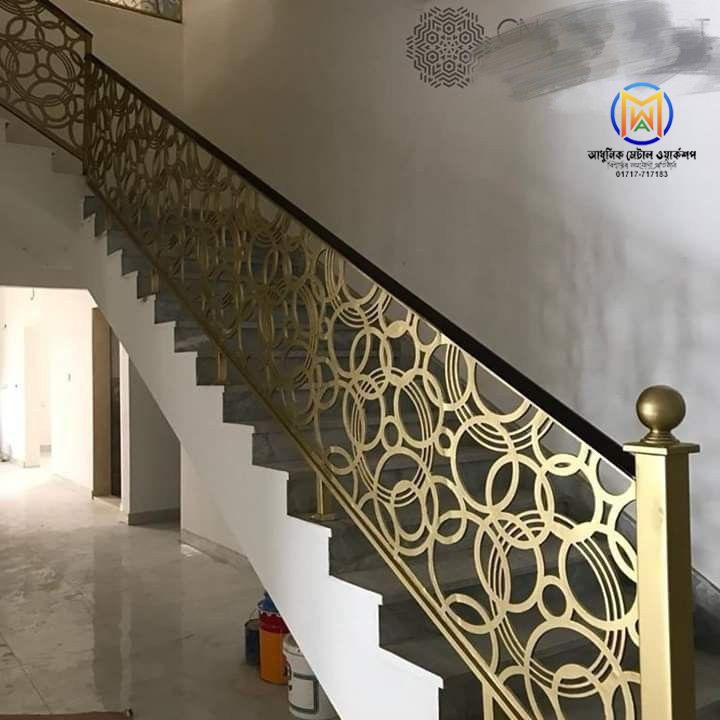 Modern Laser-Cut MS Stair Railing Design 002 – Adhunik Metal Works