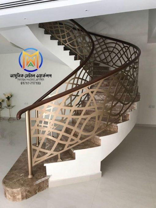Modern Laser-Cut MS Stair Railing Design 003 – Adhunik Metal Works