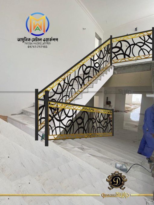 Modern Laser-Cut MS Stair Railing Design 005 – Adhunik Metal Works
