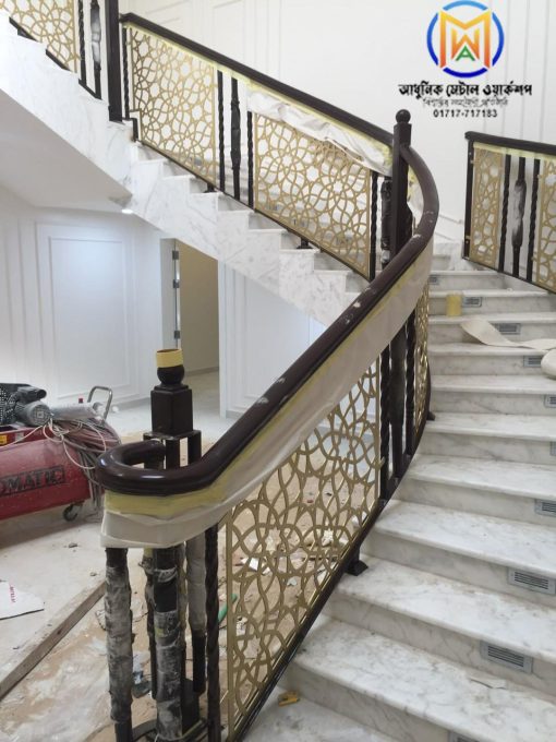 Modern Laser-Cut MS Stair Railing Design 007 – Adhunik Metal Works
