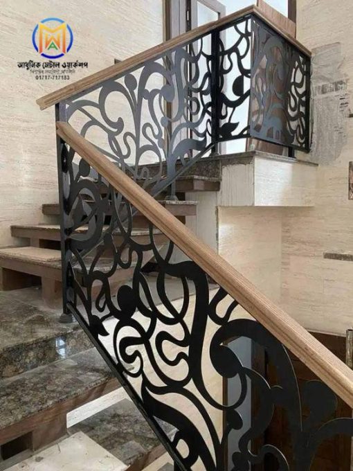 Modern Laser-Cut MS Stair Railing Design 010 – Adhunik Metal Works