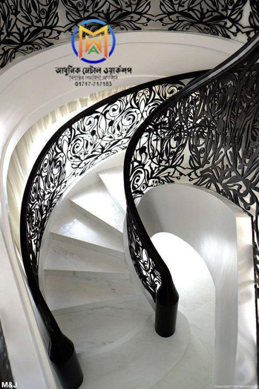 Modern Laser-Cut MS Stair Railing Design 011 – Adhunik Metal Works