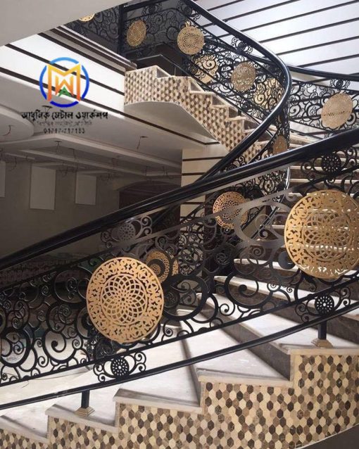 Modern Laser-Cut MS Stair Railing Design 014 – Adhunik Metal Works
