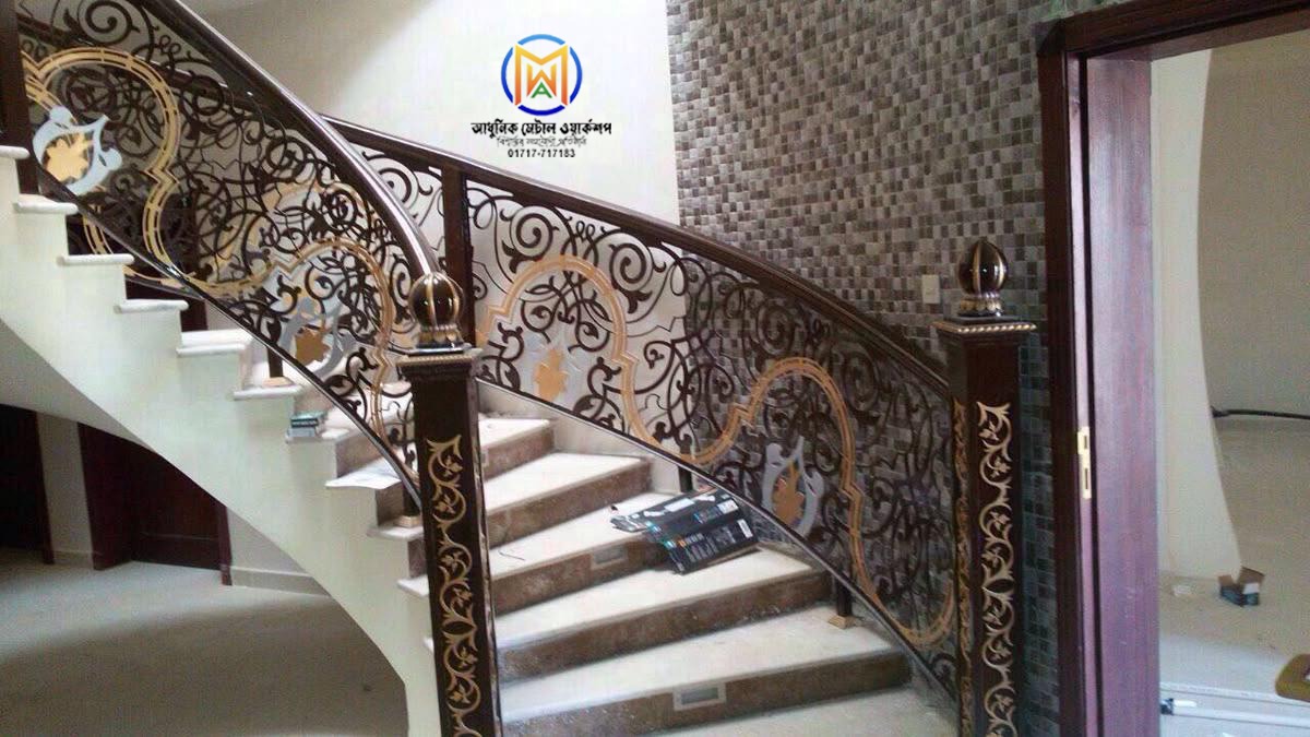 Modern Laser-Cut MS Stair Railing Design 016 – Adhunik Metal Works