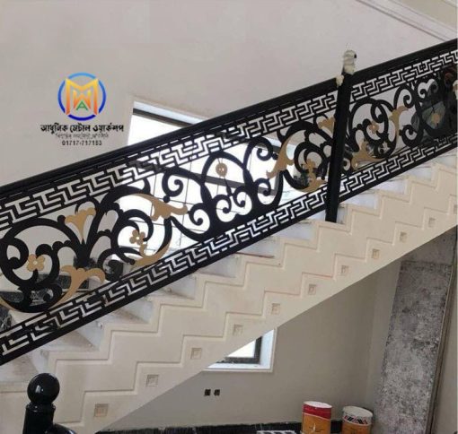 Modern Laser-Cut MS Stair Railing Design 017 – Adhunik Metal Works
