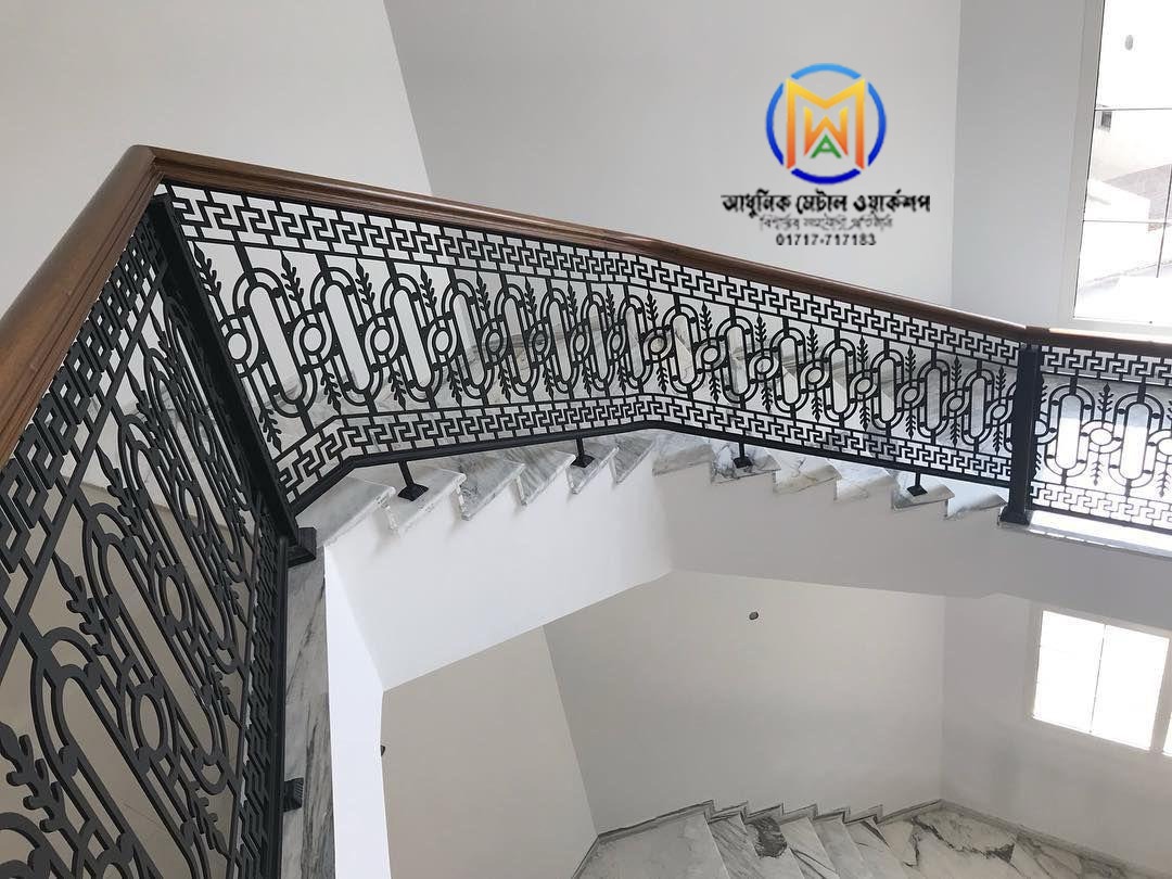 Modern Laser-Cut MS Stair Railing Design 020 – Adhunik Metal Works
