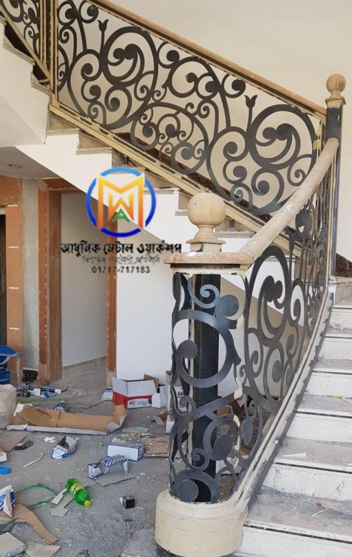 Modern Laser-Cut MS Stair Railing Design 021 – Adhunik Metal Works